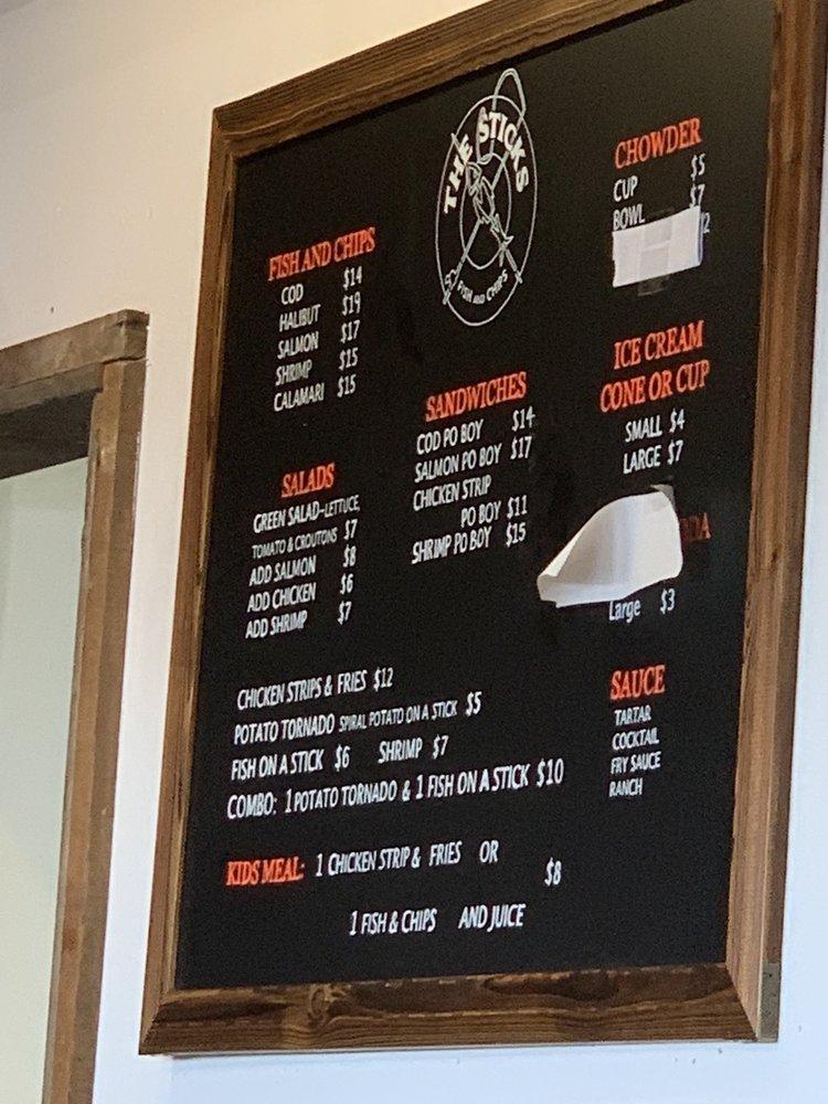 Menu at The Sticks Restaurant, Depoe Bay