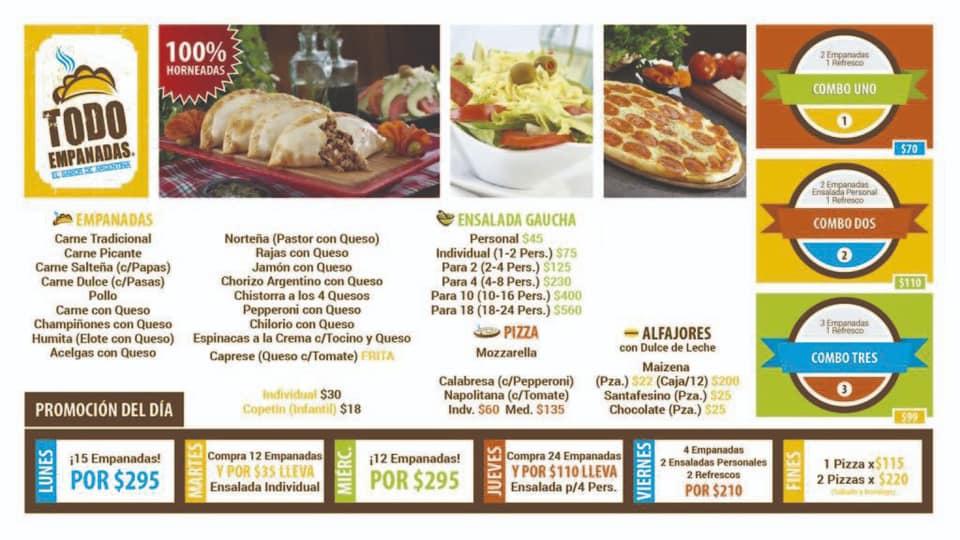 Carta del restaurante Todo Empanadas Escobedo Punto Be, Ciudad General ...