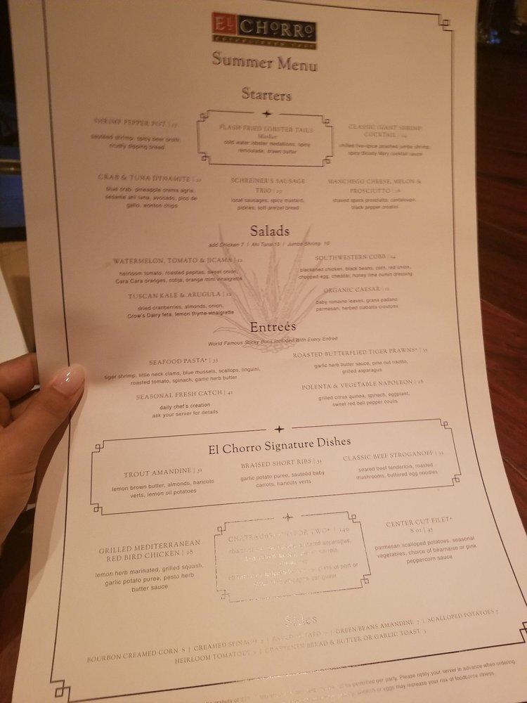 Menu at El Chorro pub & bar, Paradise Valley