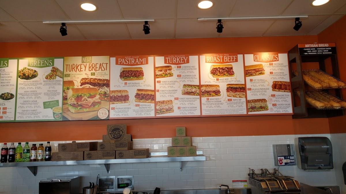 Menu at TOGO'S Sandwiches fast food, Oakdale