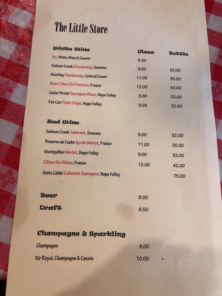 Menu at The Little Store Restaurant, Woodside