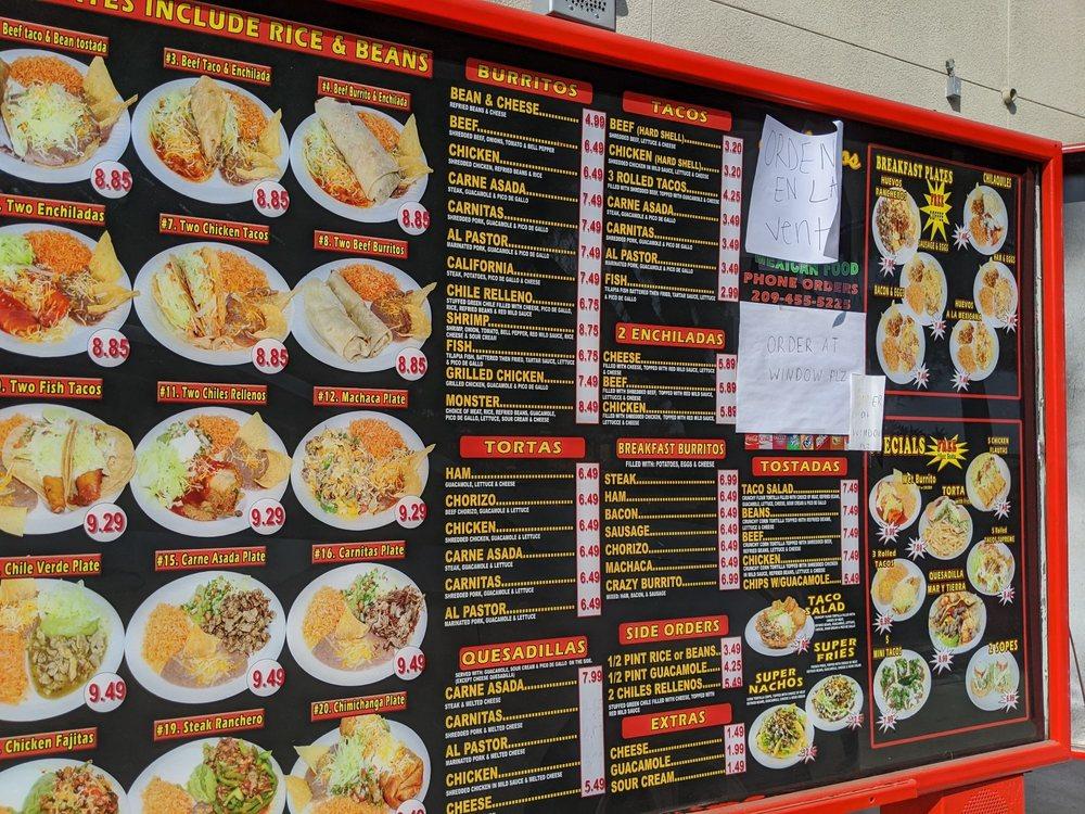 Menu at Alibertos jr mexican food restaurant, USA