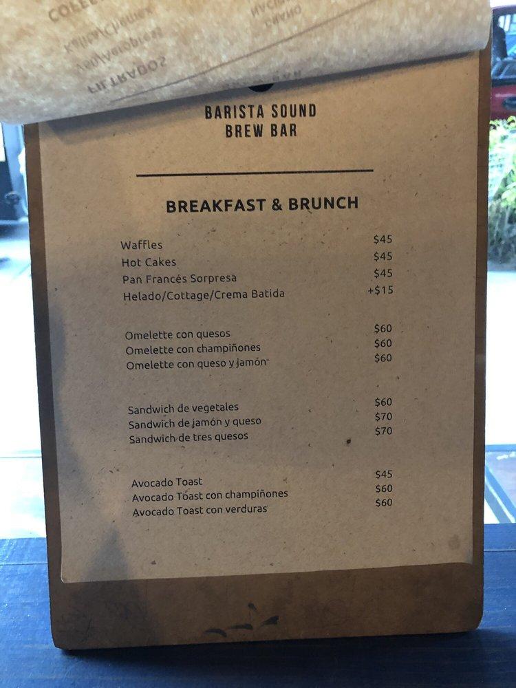 Menu at Barista Sound BrewBar, Ciudad López Mateos