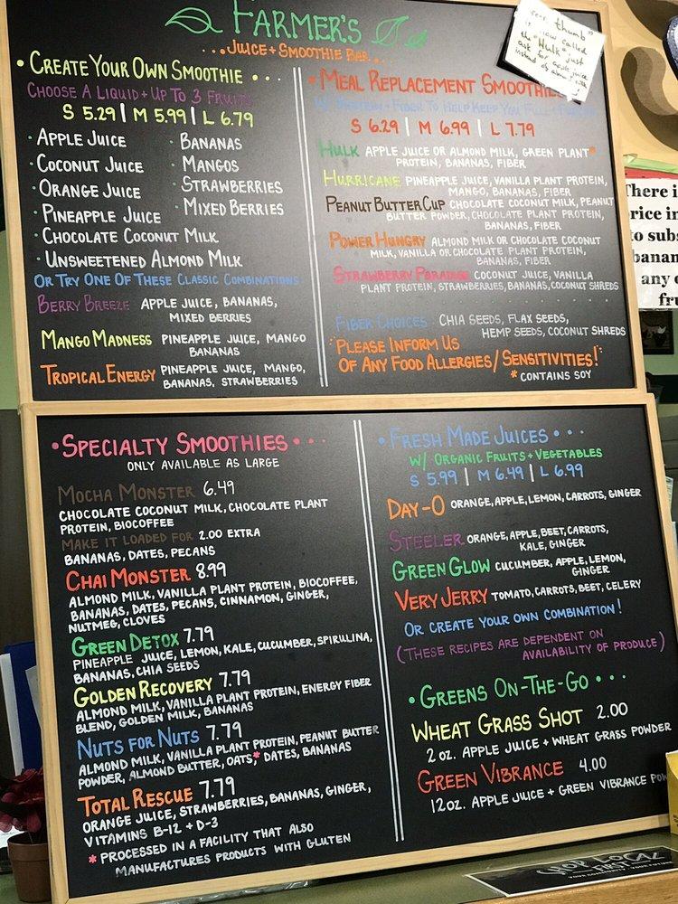 Menu at Farmer's Natural Foods pub & bar, Hinesville