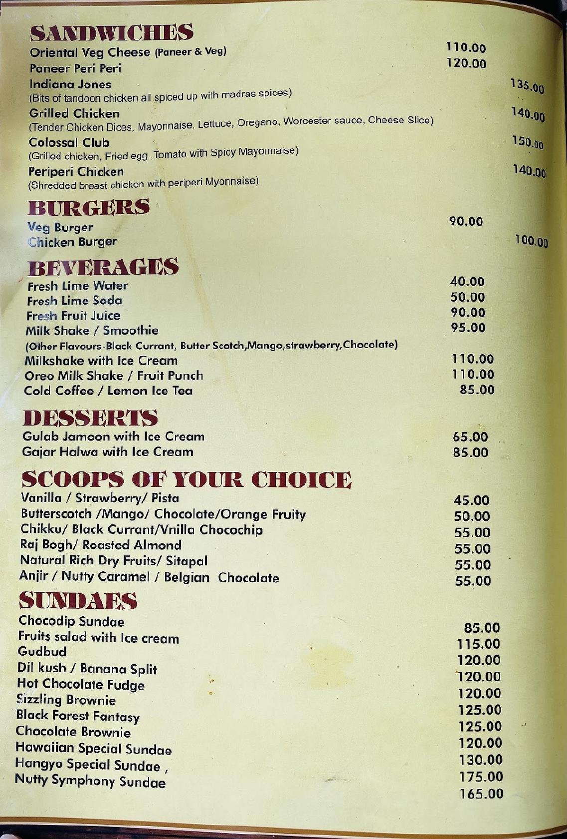 Menu at Hangyo Saiba, Manipal