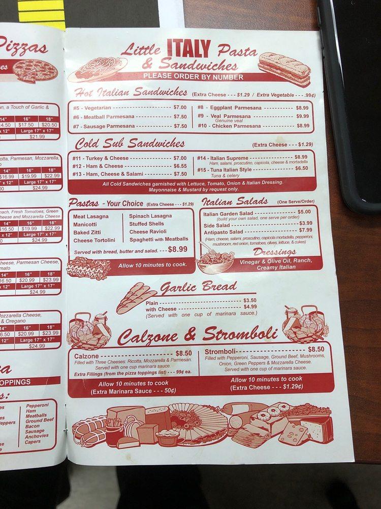 Menu at Little Italy Peppino’s Pizzeria, Monroe