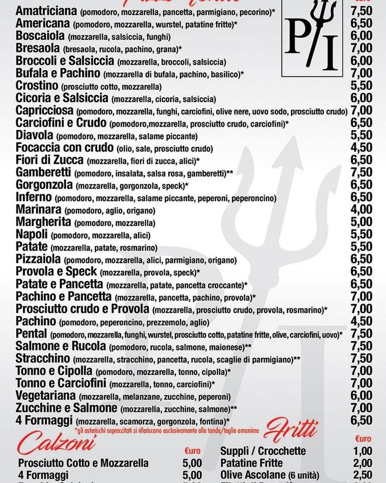Speisekarte von Pizza Inferno, ROM, Via S. Candido