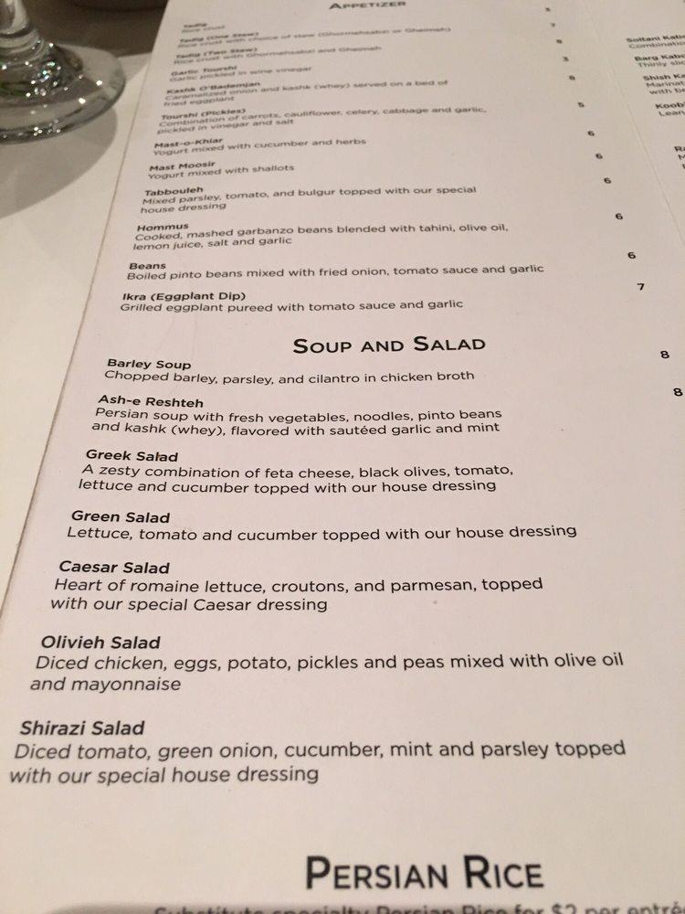 Menu at Raffi's Place restaurant, Glendale