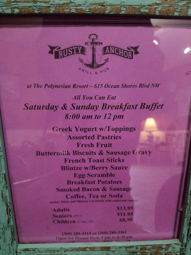 Menu at Rusty Anchor Grill and Pub, Ocean Shores