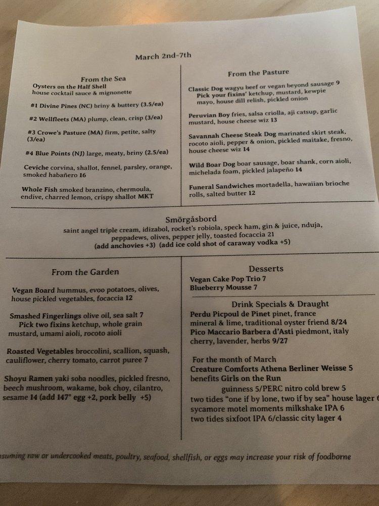Menu at Sea Wolf Tybee pub & bar, Tybee Island