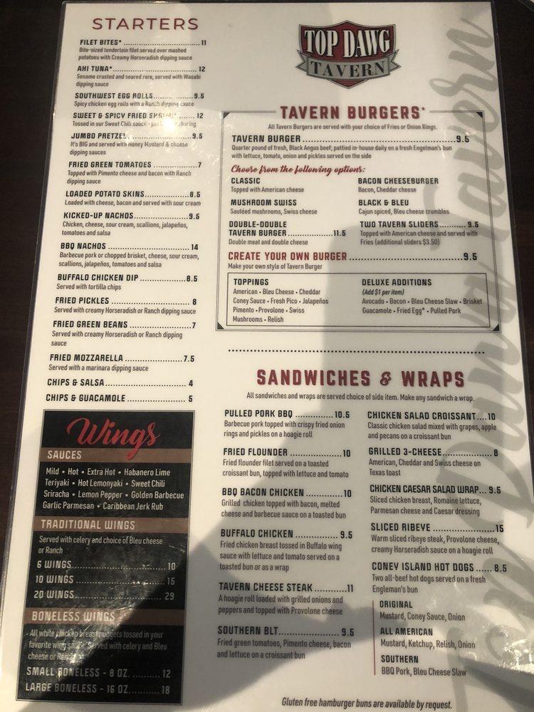 Menu at Top Dawg Tavern - Hilton Head restaurant, Hilton Head Island