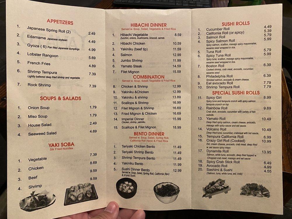 Menu at Yamato desserts, Glasgow