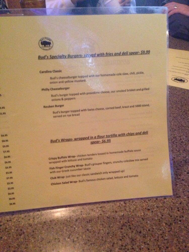 Menu at Bud's Tavern pub & bar, Louisville, Dixie Hwy