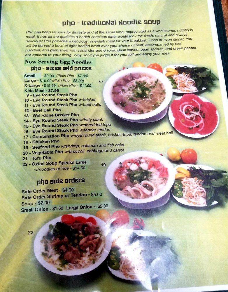 Menu at Pho Mai Han restaurant, Waipahu, 94-366 Pupupani St #102