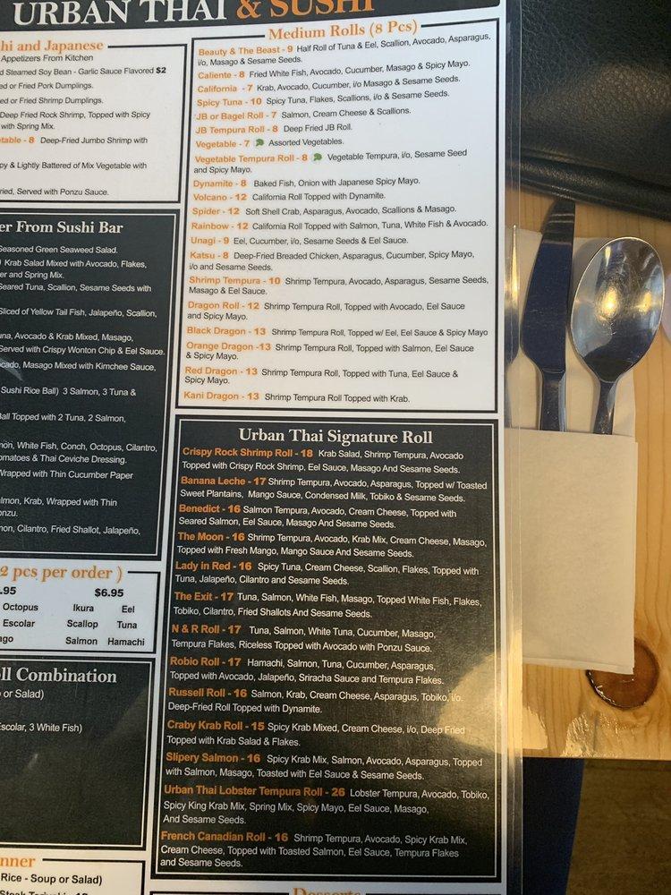 Menu at Urban Thai & Sushi restaurant, Hallandale Beach