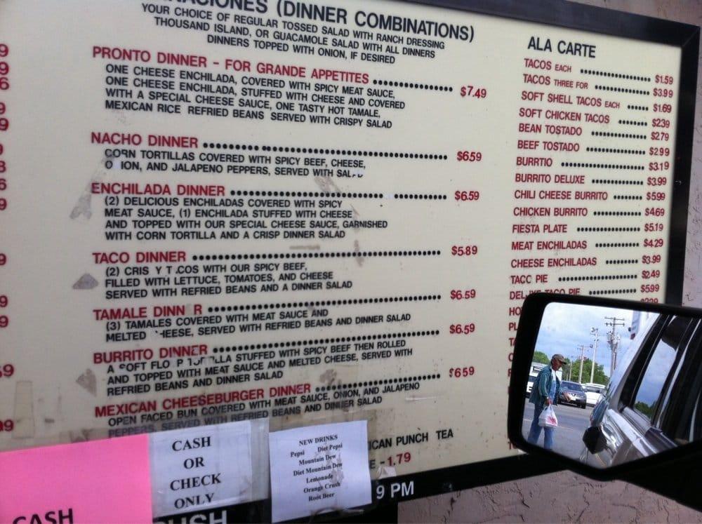 Menu at Charro's Mexican Food restaurant, Pine Bluff