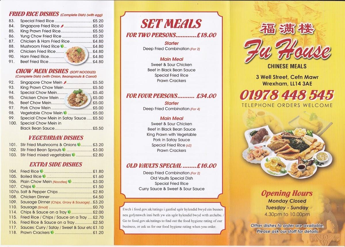 Menu at Fu House Chinese restaurant, Acrefair