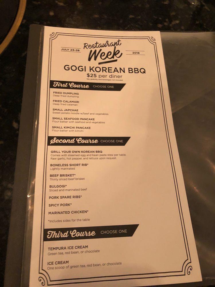 Menu at Gogi Korean BBQ, Columbus, Bethel Rd