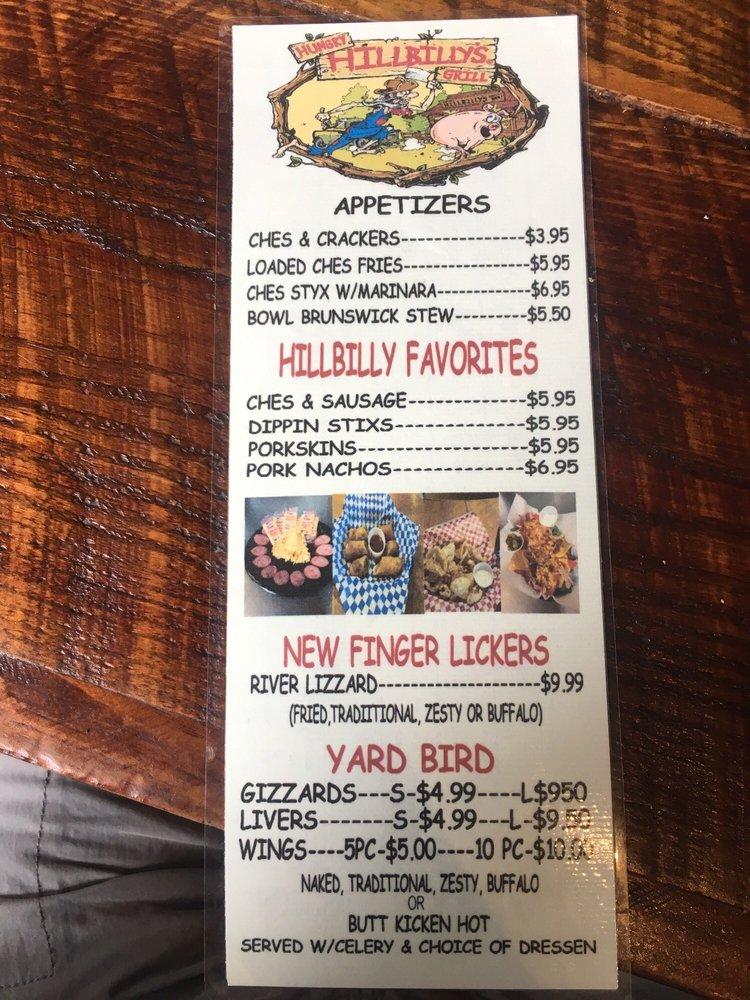 Menu at Hungry Hillbilly's Grill and BBQ, Jesup