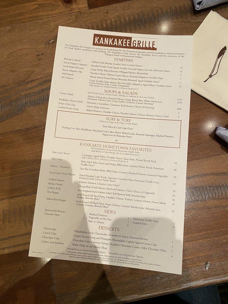 Menu at Kankakee Grille South Bend pub & bar, South Bend