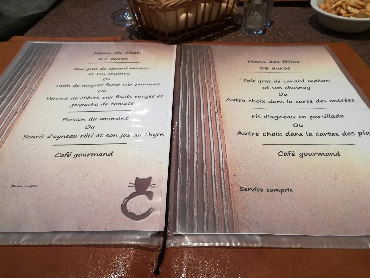 Menu au Le Chat Qui Dort restaurant, Saint-Affrique