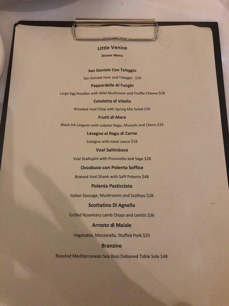 Menu at Little Venice restaurant, Sand Springs