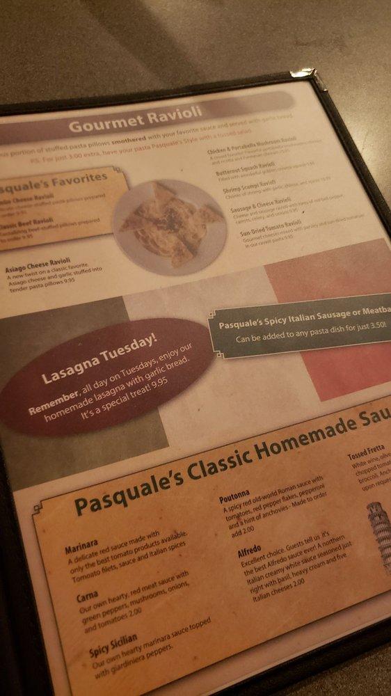 Menu at Pasquale's International Cafe, De Pere