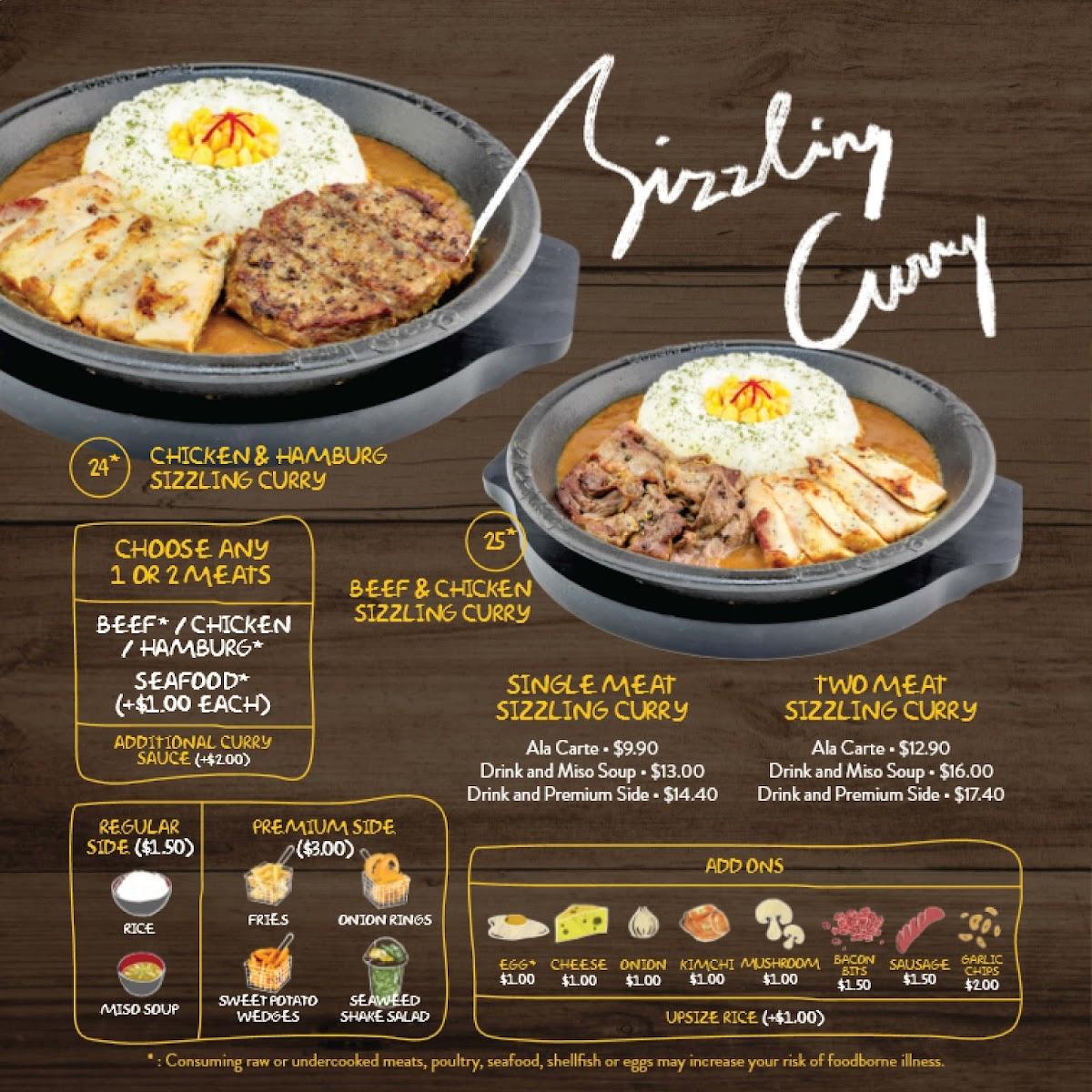 Menu at Pepper Lunch steakhouse, Las Vegas