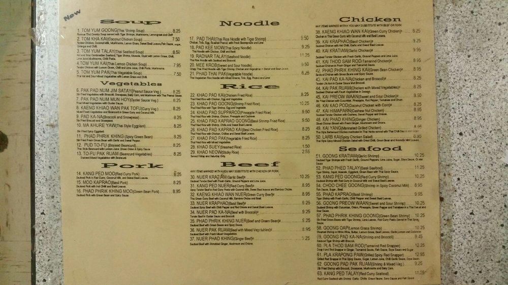 Menu at Thai Taste restaurant, London