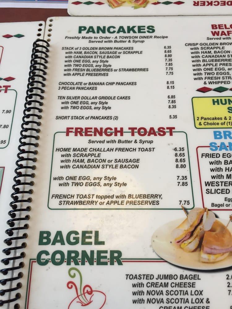 Menu at Towson Diner restaurant, Towson, 718 York Rd