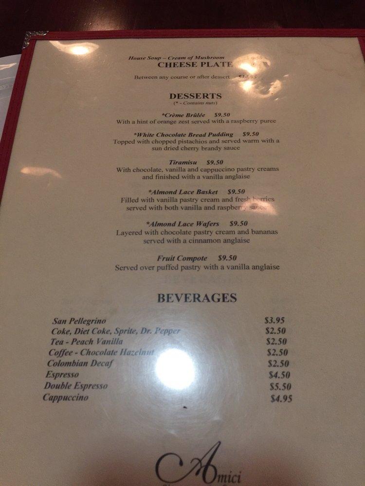 Menu at Amici restaurant, Carrollton