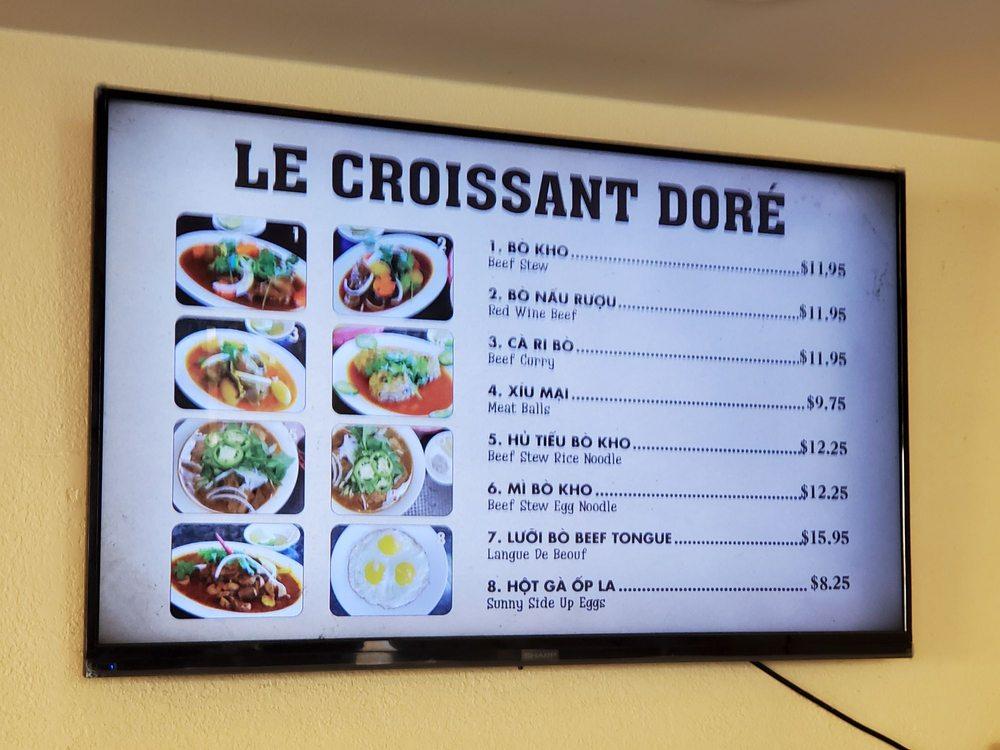 Menu at Le Croissant Doré restaurant, Westminster