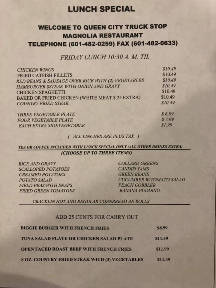 Menu at Magnolia Restaurant, Meridian