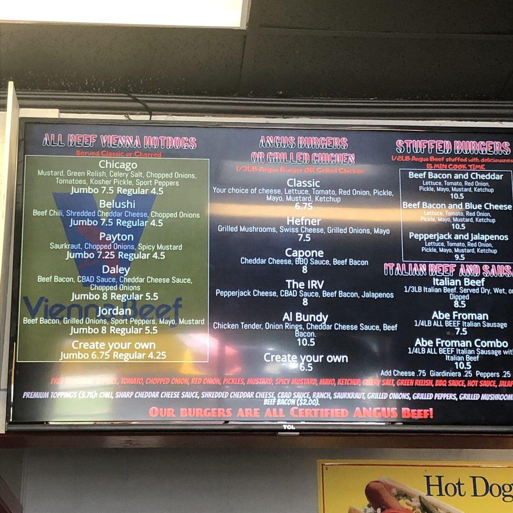 Menu at Chicago Beef and Dog Company restaurant, Indianapolis