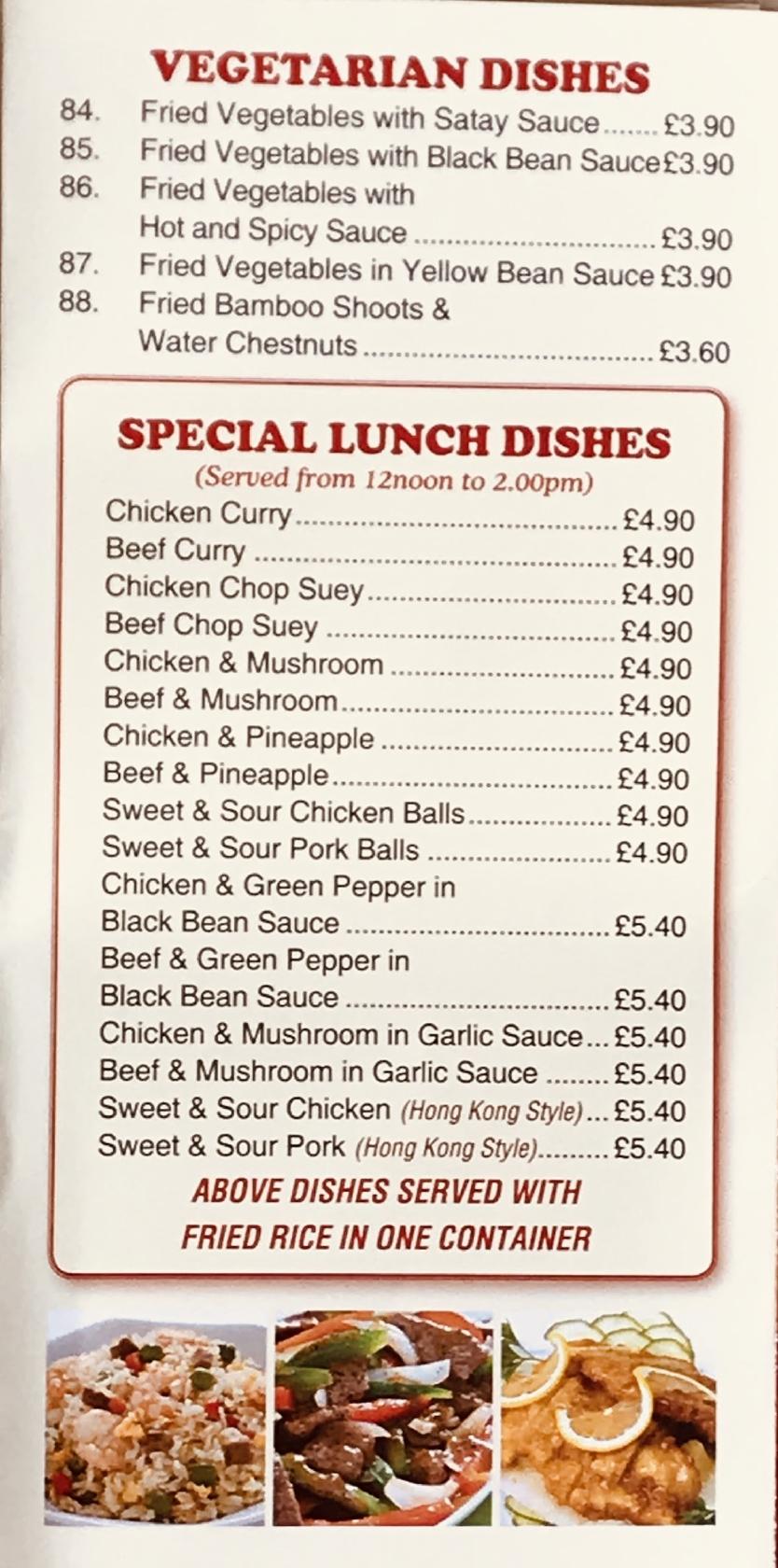 Menu at Golden Dragon fast food, Uckfield