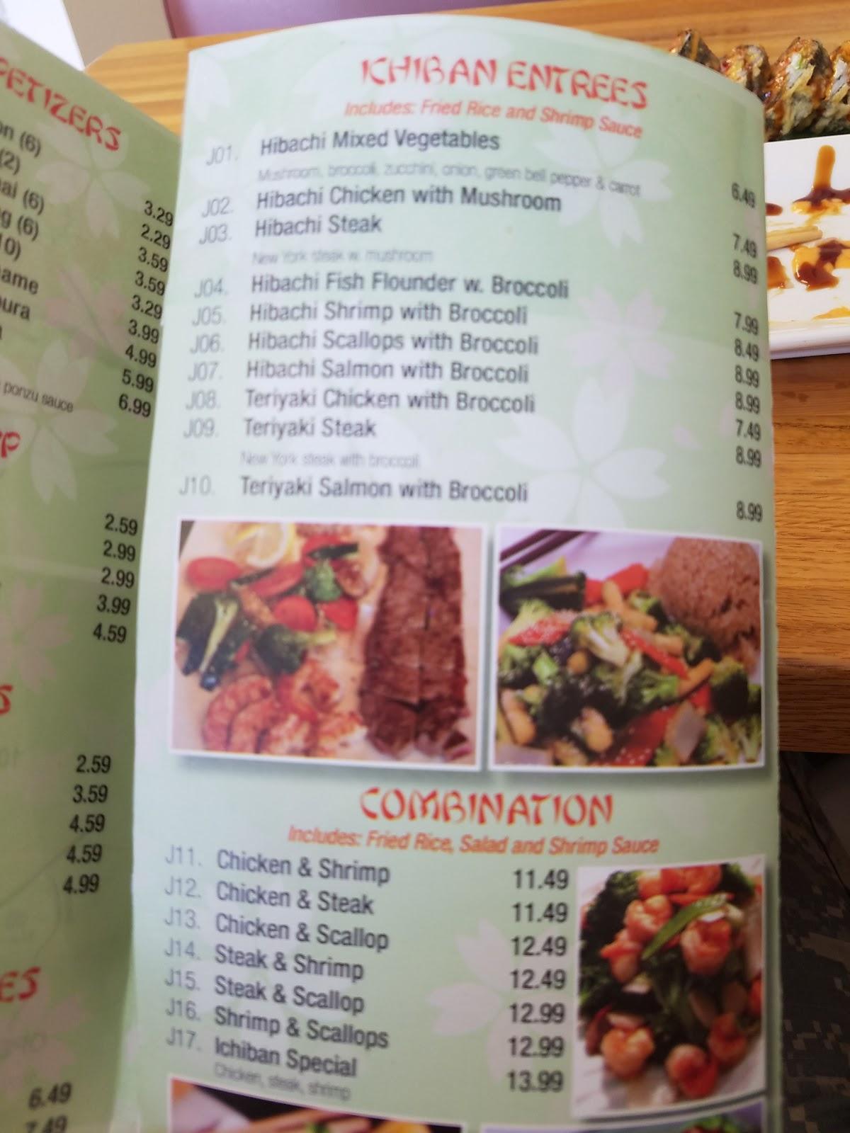 Menu at Ichiban Asian Fusion restaurant, Harrison