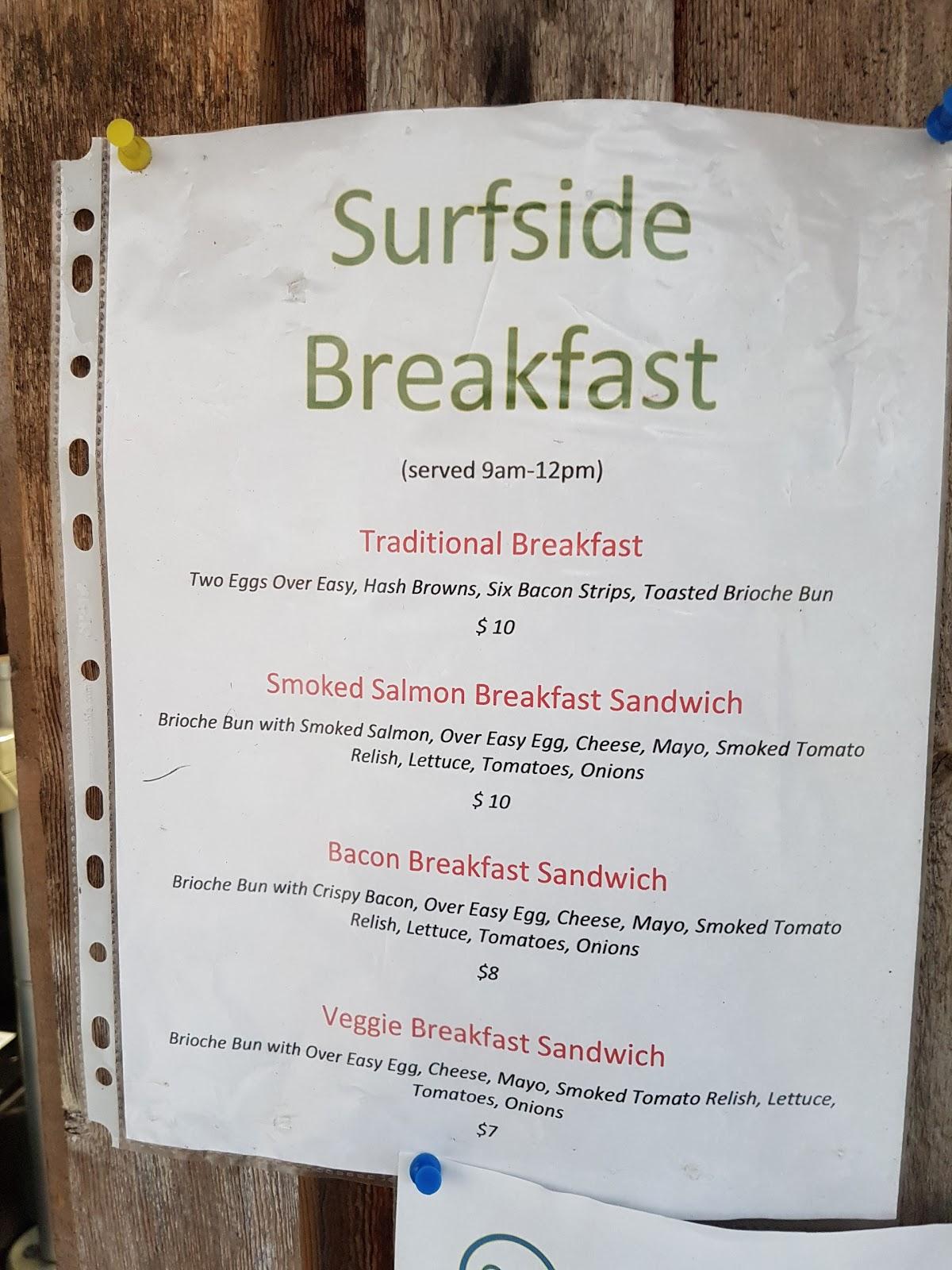 Carta del pub y bar Surfside Grill, Tofino