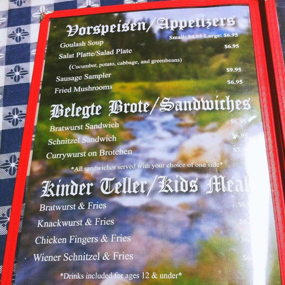 Menu at Zum Edelweiss restaurant, Harker Heights