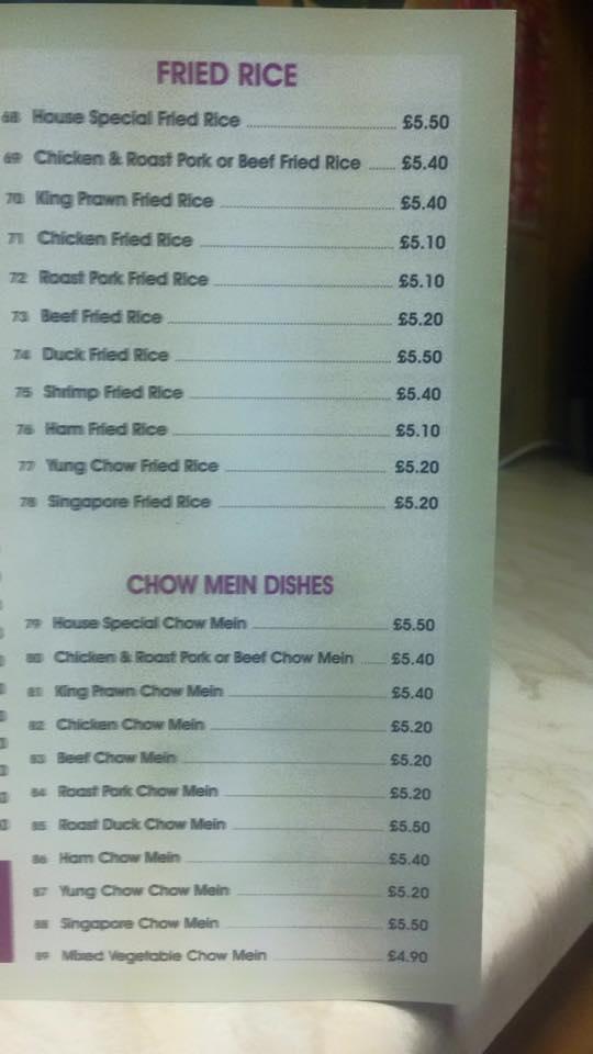 Menu at Crystal Chinese Takeaway restaurant, Hartlepool