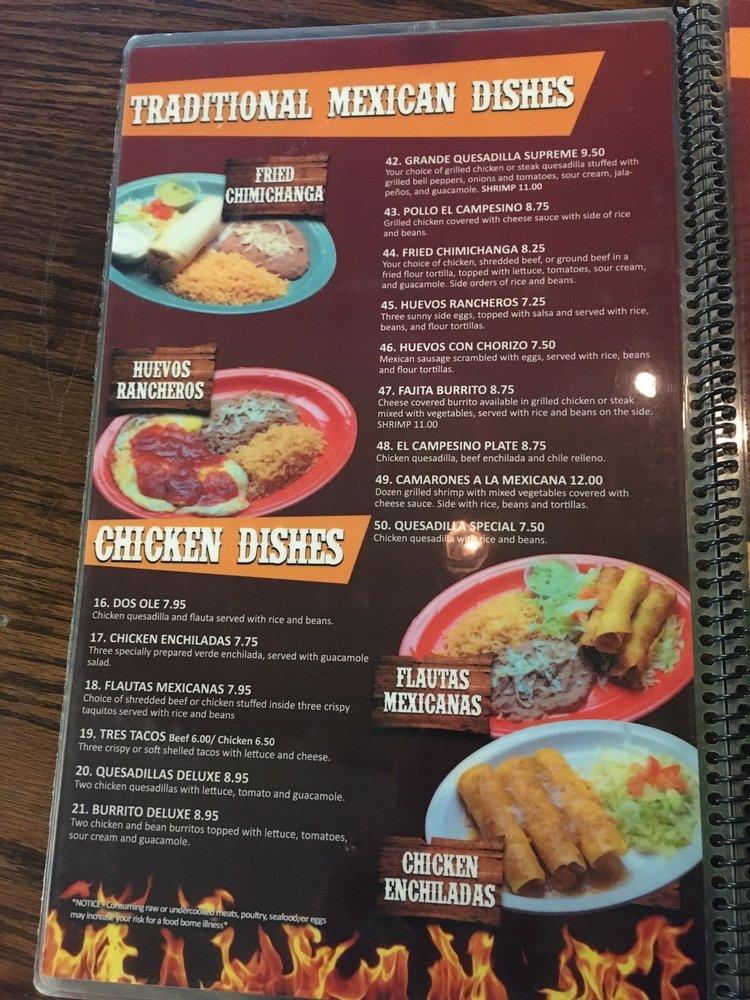 Menu at El Campesino Mexican Grill restaurant, Springville