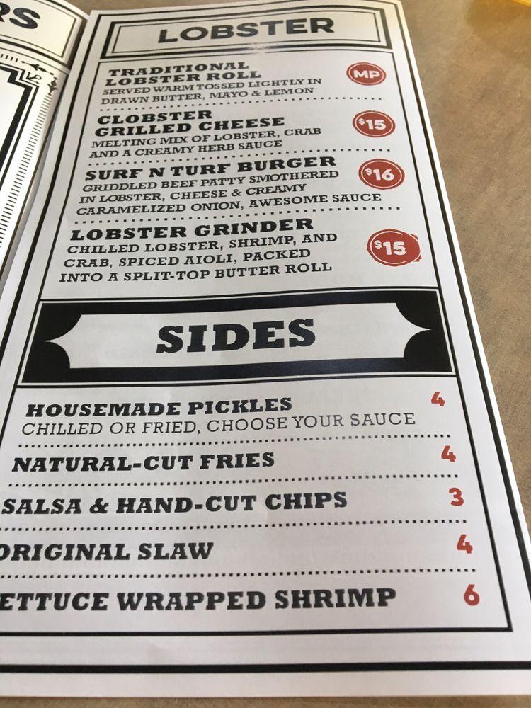 Menu at Slapfish restaurant, Noblesville