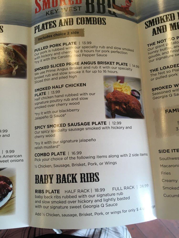 Menu at Smoked BBQ, Key West, N Roosevelt Blvd