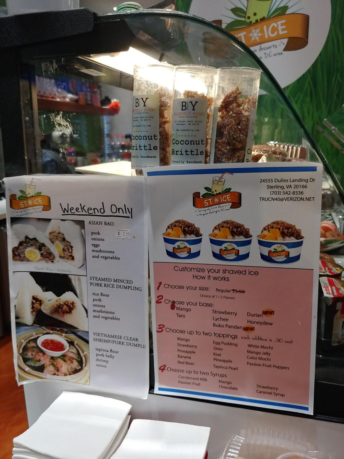 Menu at 5T Ice desserts, Dulles