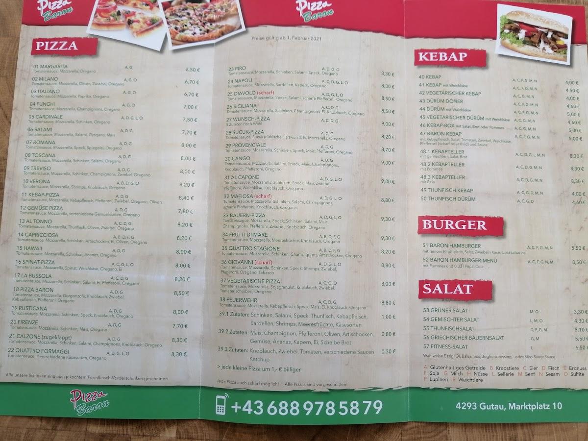 Carta de Pizza Baron (kaya durdu), Gutau