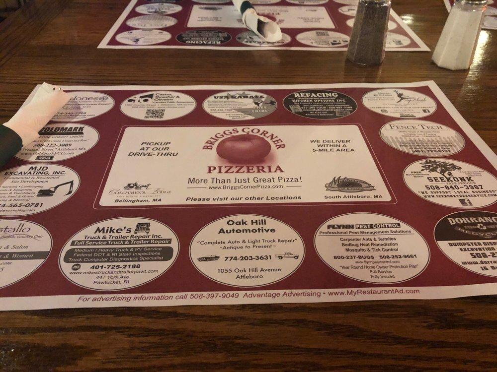Menu at Briggs' Corner Pizzeria, Attleboro
