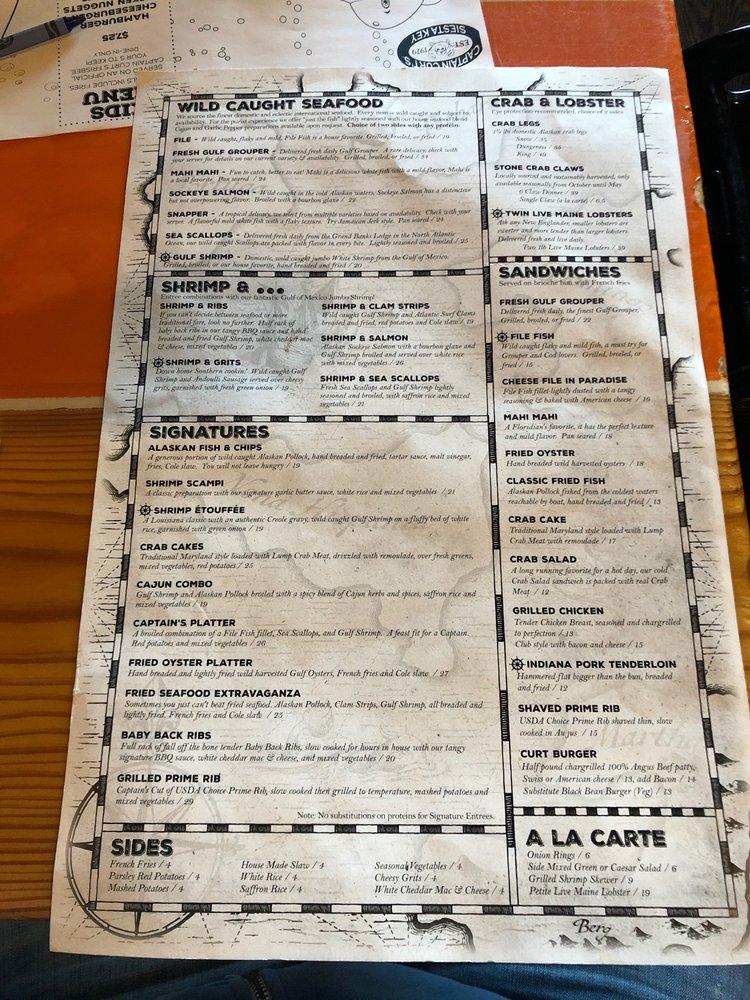 Menu at Captain Curt's Crab & Oyster Bar - Siesta Key, Sarasota, Old ...