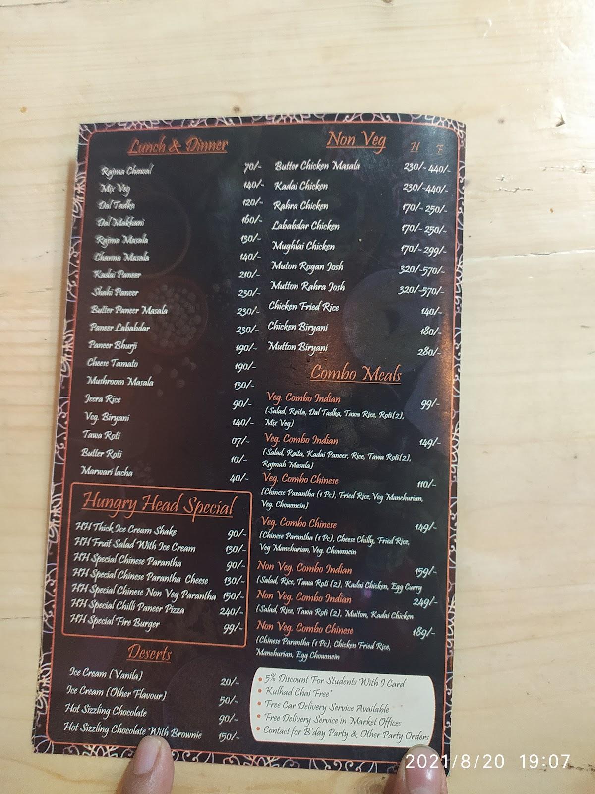 Menu at Hungry Head, Chandigarh, Booth No, 174