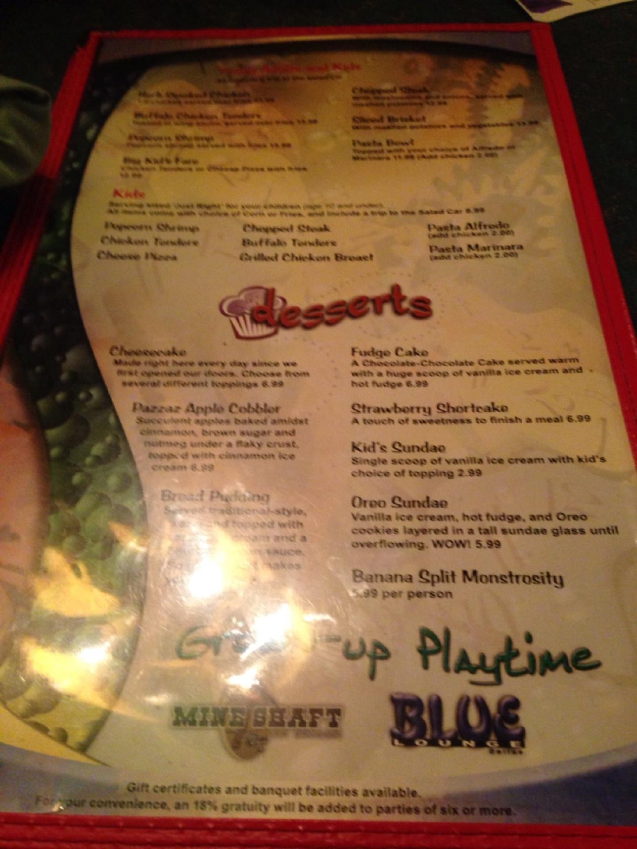 Carta del pub y bar Magic Time Machine, San Antonio