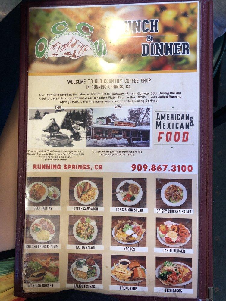 Menu at Old Country Coffee Shop restaurant, Running Springs