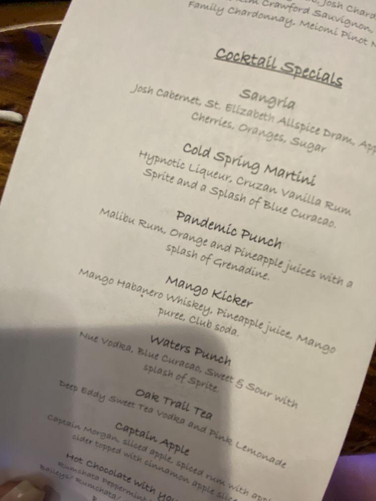 Menu at The Rooftop Bar, Hot Springs